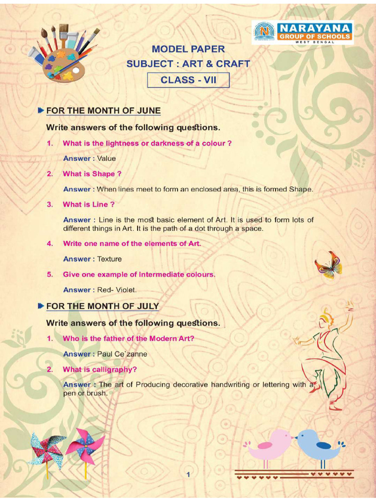 Class VII (Art and Craft Theory) | PDF