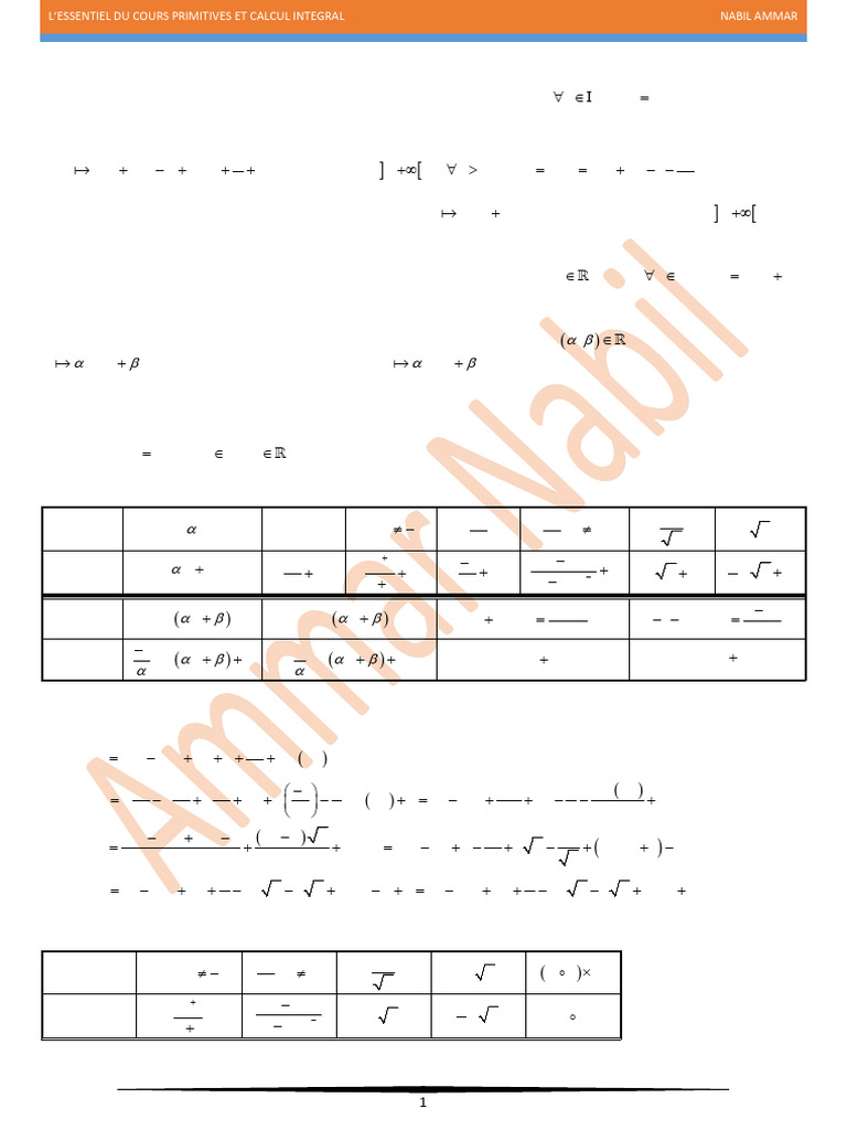 Primitives et Calcul Intégral Essentiel | PDF | Fonctionnalités et ...