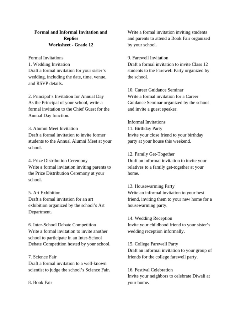 Formal and Informal Invitation and Replies | PDF | Marriage | Meetings