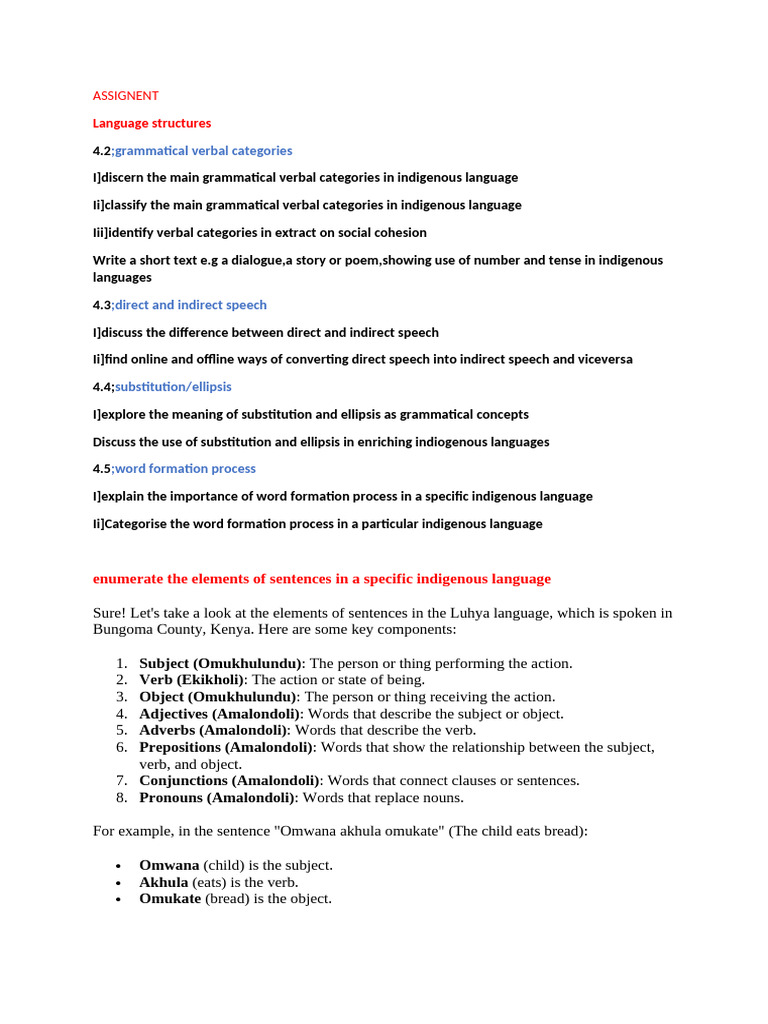 Luhya Language Structure and Grammar | PDF | Subject (Grammar) | Word