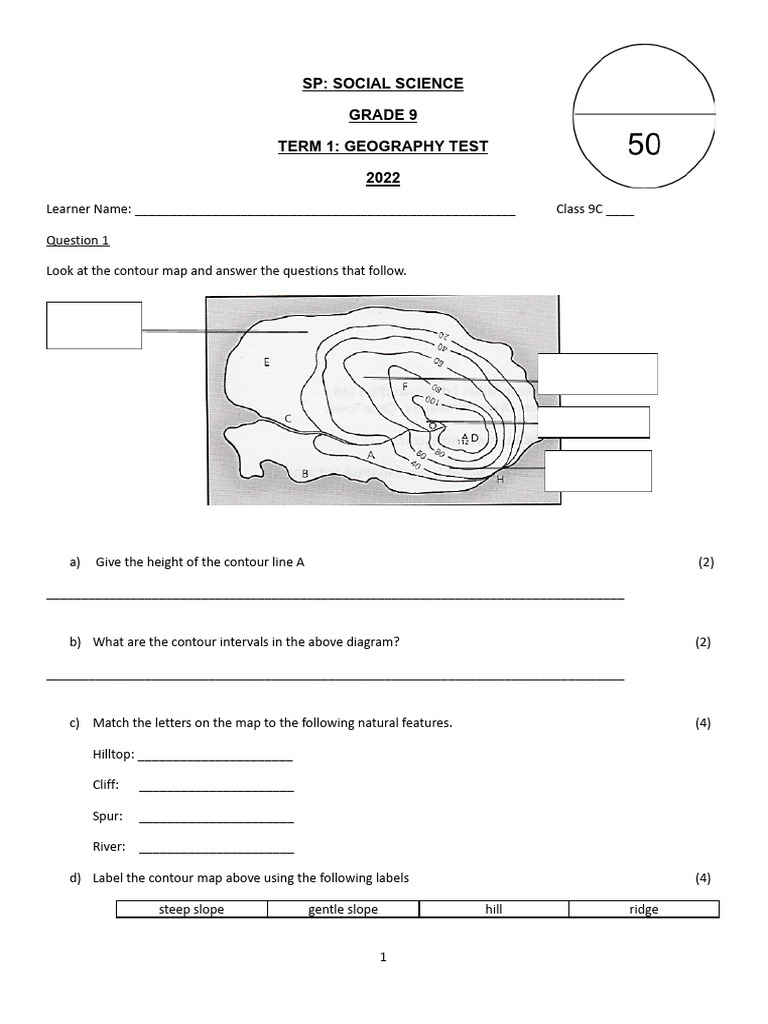 GR9 GEOG TEST T1.docx | PDF | Contour Line | Map