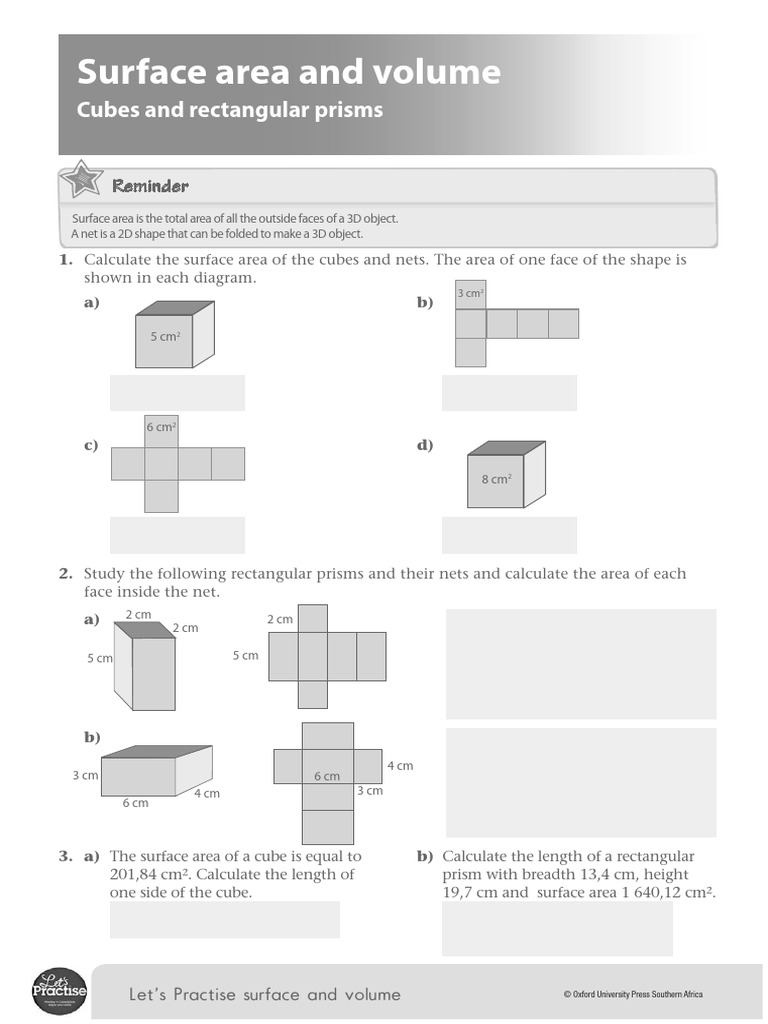 Surface Area and Volume Calculations | PDF | Volume | Area