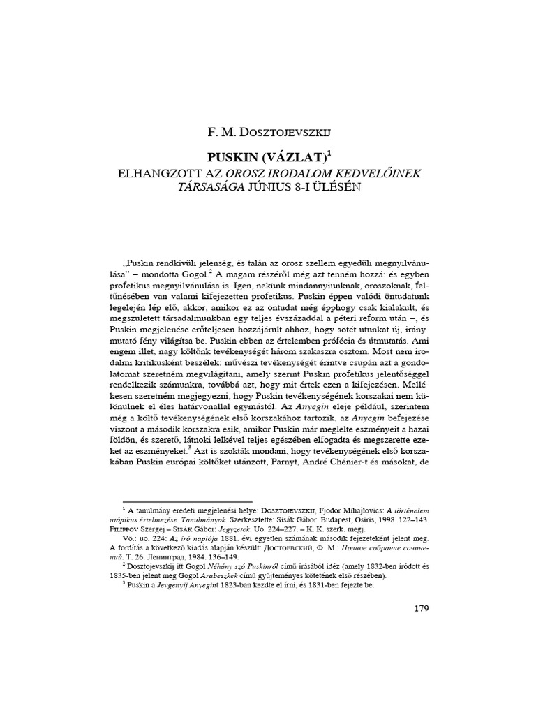 Dosztoj Puskin 1880 | PDF