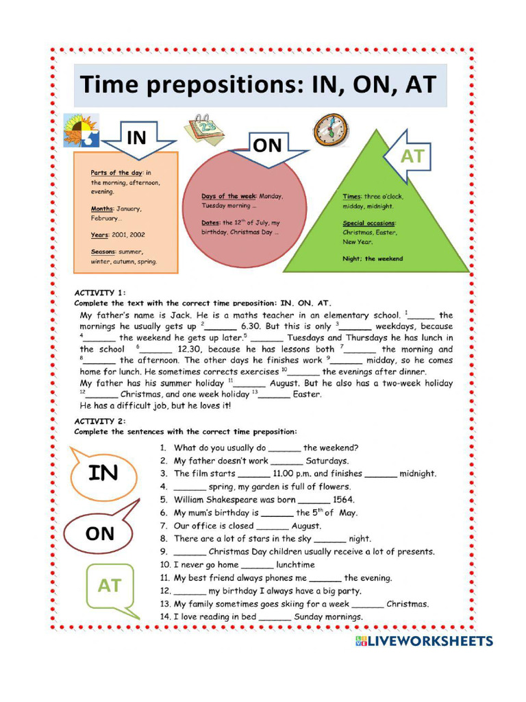 6° Prepositions of Time 3 Trimestral | PDF