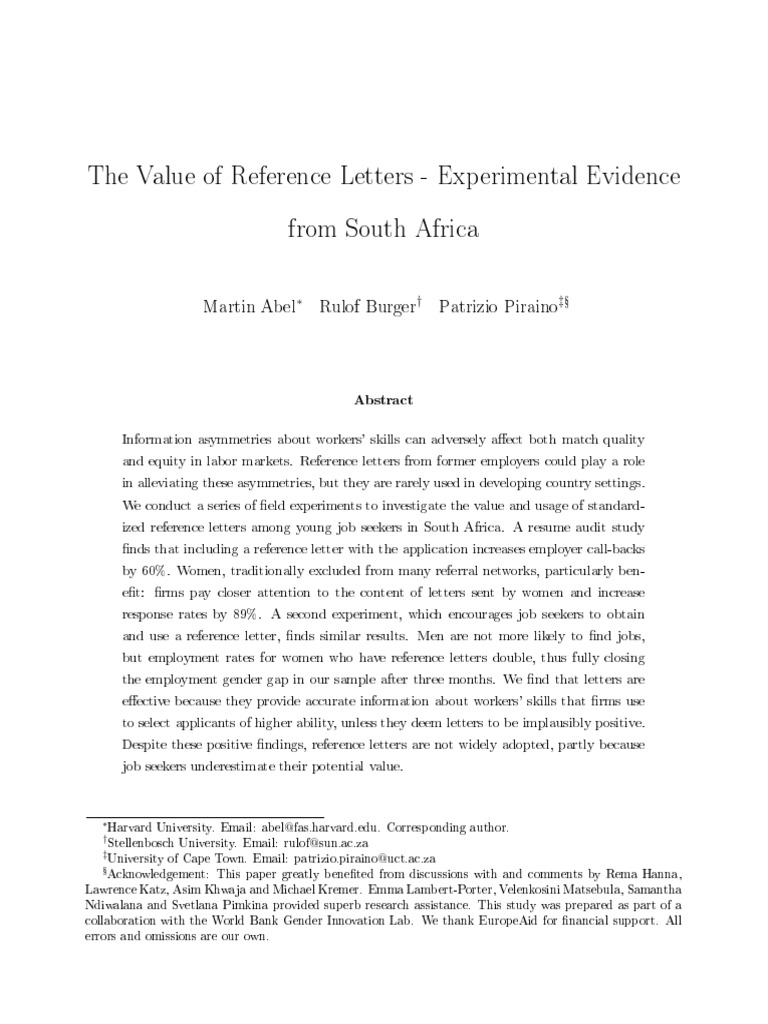 abel_jmp_reference_letters | PDF | Employment | Experiment