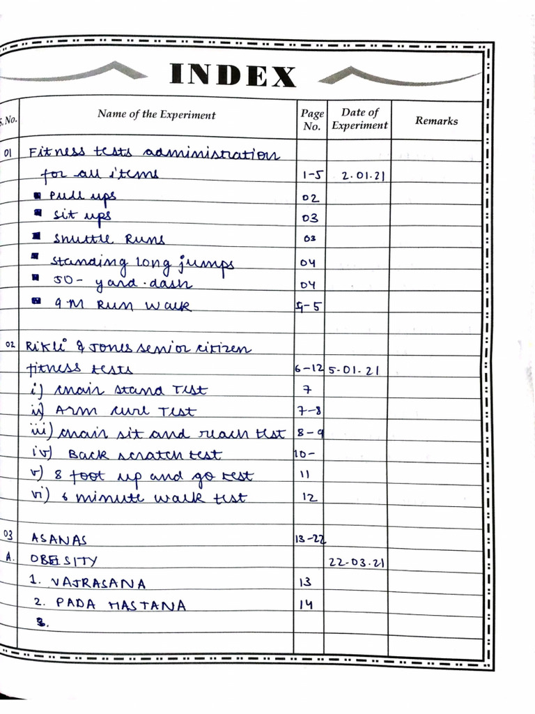 12th Physical Education Lab Manual Work | PDF