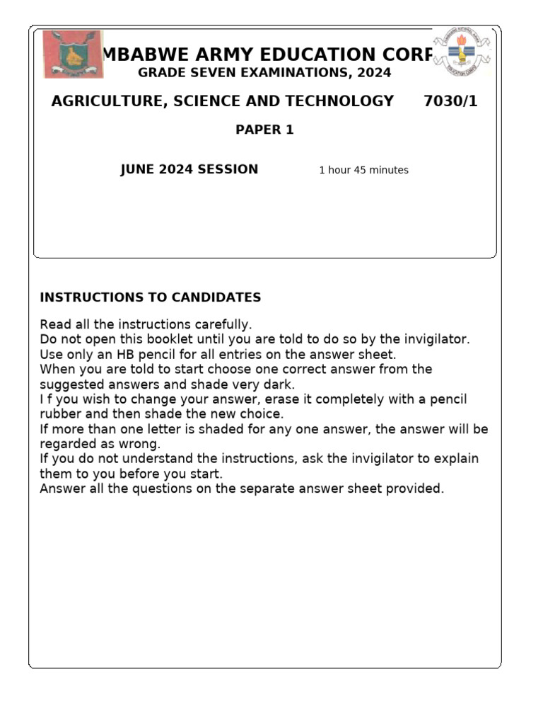 FINAL_ZAEC_2024_AGRIC_SCIENCE_AND_TECH_P.1 | PDF | Soil | Plants