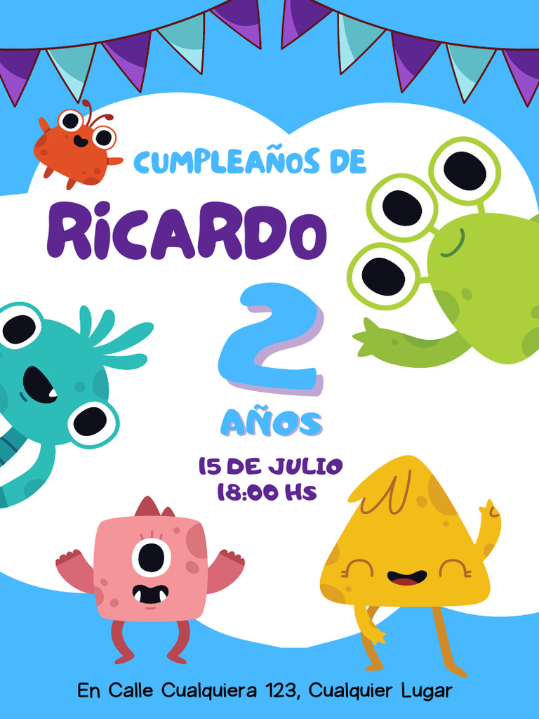 Invitacion de Cumpleaños de Monstruitos Infantil Azul_20250128_150025 ...
