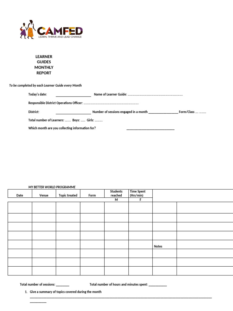 2024 LEARNER GUIDE Reporting Format | PDF | Human Development | Youth