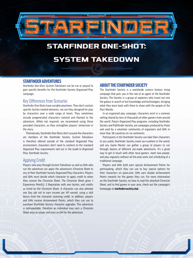 One Shot #03 -System Takedown - Chronicle Sheet | PDF | D20 System | Gaming