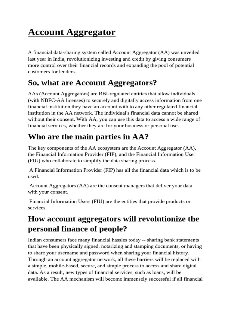 Account Aggregator | PDF