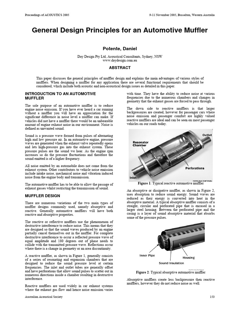 Automotive Muffler Design Principles | PDF | Attenuation | Sound