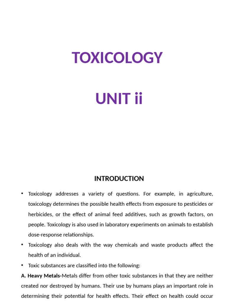 2582 Toxicology-Unit II | PDF | Poison | Venom