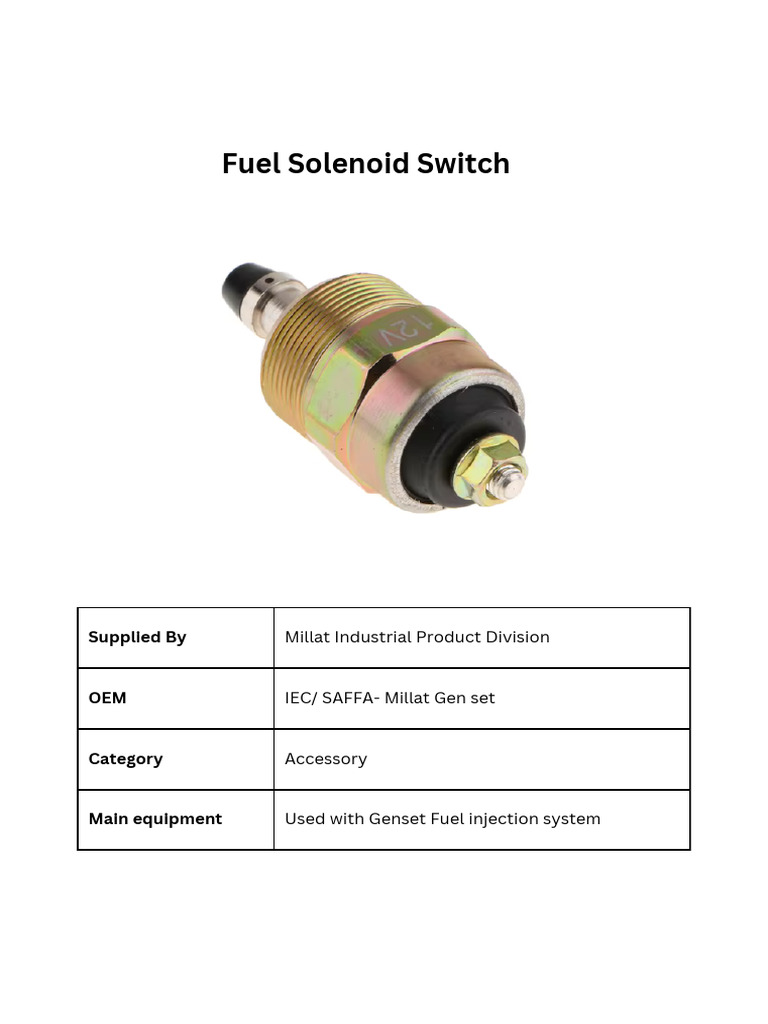 Fuel Solenoid Switch | PDF