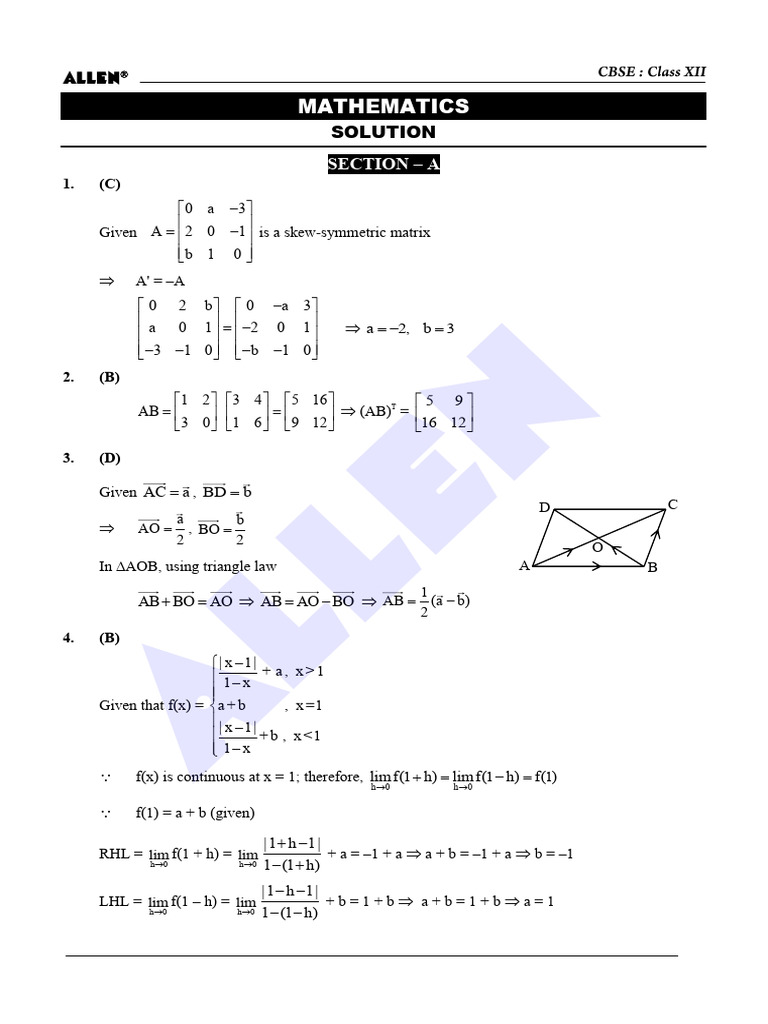 CBSE Class XII TH Board Mathmatics Paper Set 2 Sol | PDF | Function ...