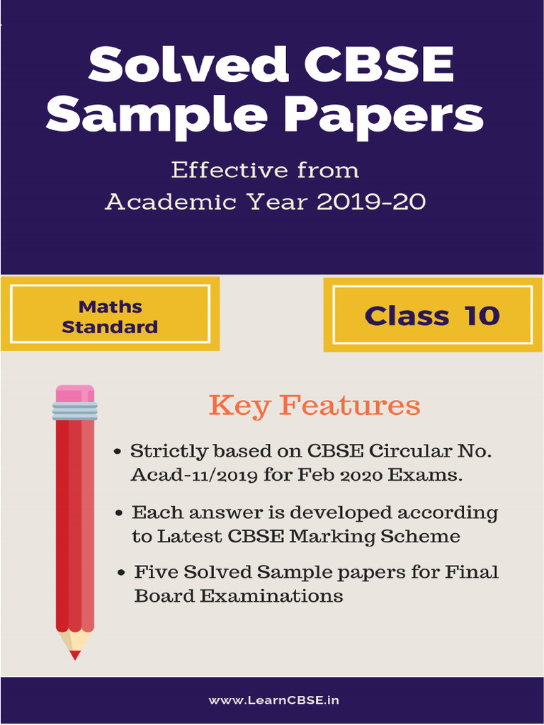 Class 10 Maths Standard Sample Papers | PDF | Trigonometric Functions ...