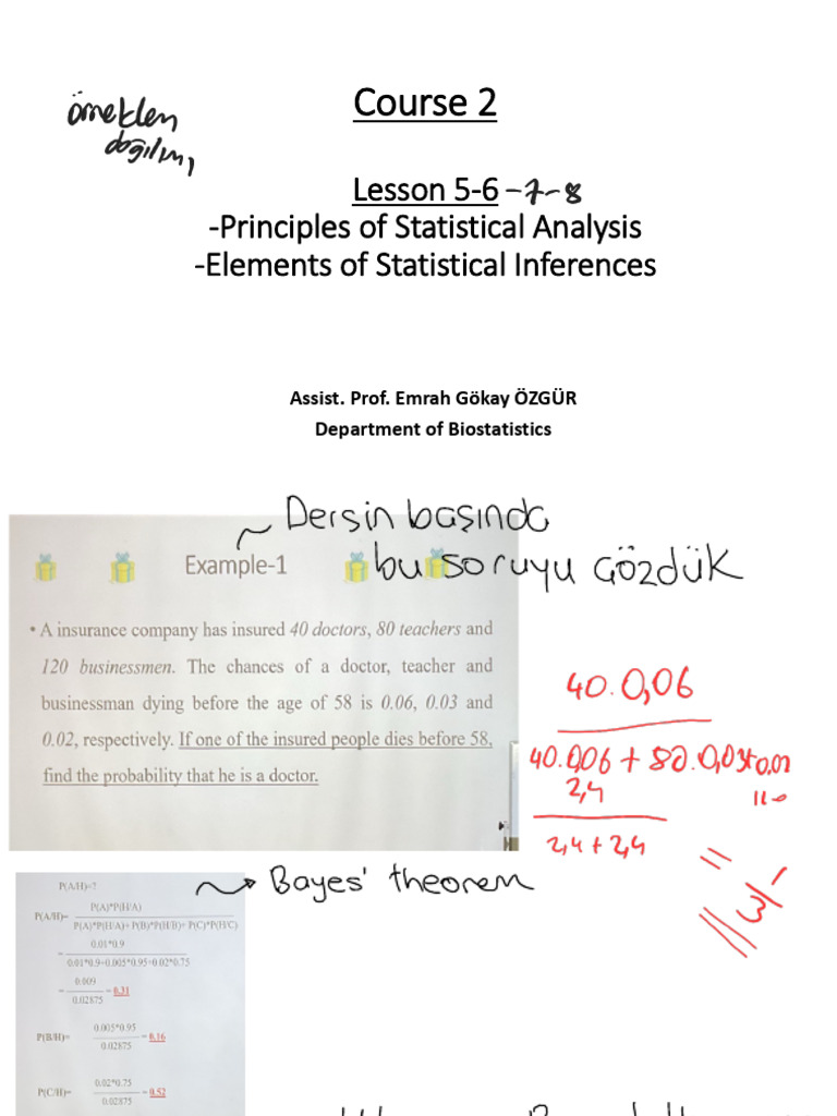 Course 2: Lesson 5-6 - Principles of Statistical Analysis - Elements of Statistical Inferences ...