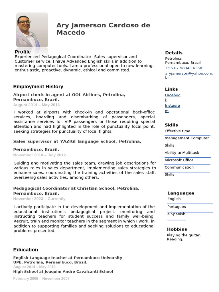 Ary Macedo Resume | PDF | Learning