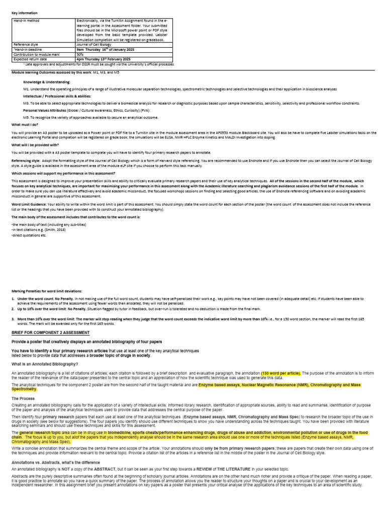 AP0553 Component 02 Assignment Brief 2024 25 | PDF | Abstract (Summary) | Bibliography