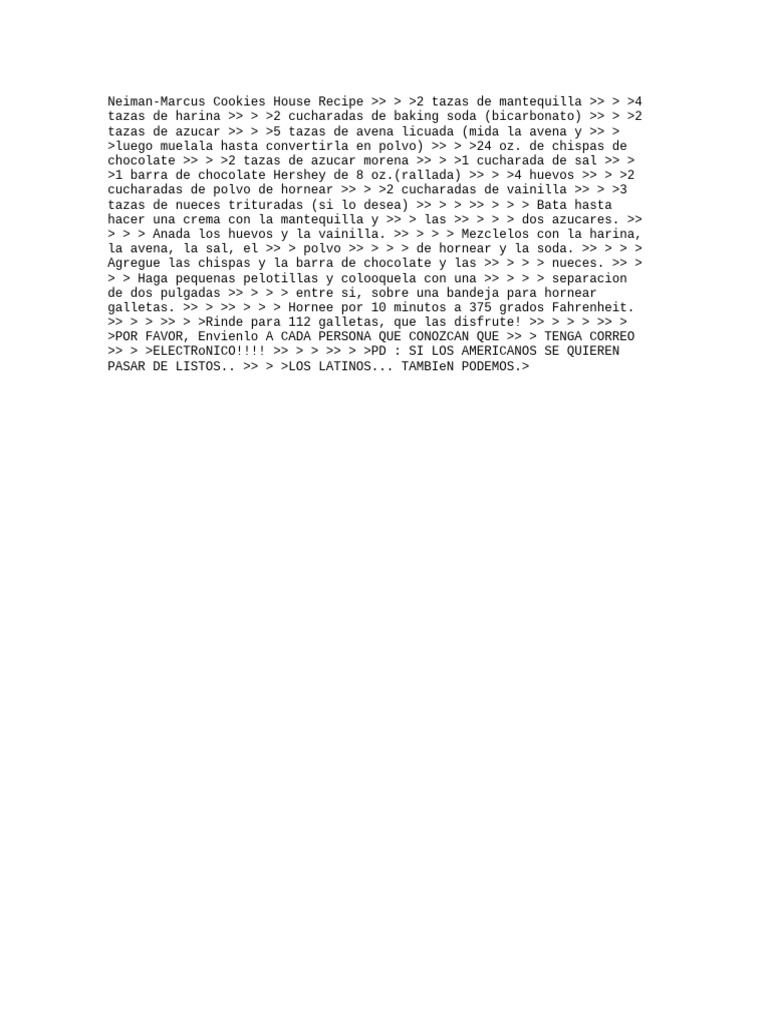 Receta Galletas Neiman-Marcus | PDF