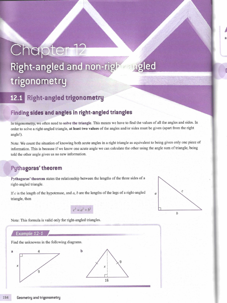 CH 12 Right-Angled and Non-Right-Angled Trigonometry | PDF