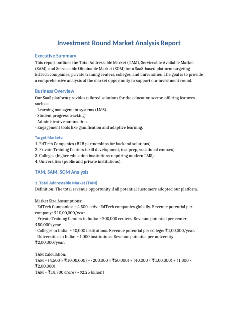 EdTech SaaS Market Analysis Report | PDF | Educational Technology | Pricing