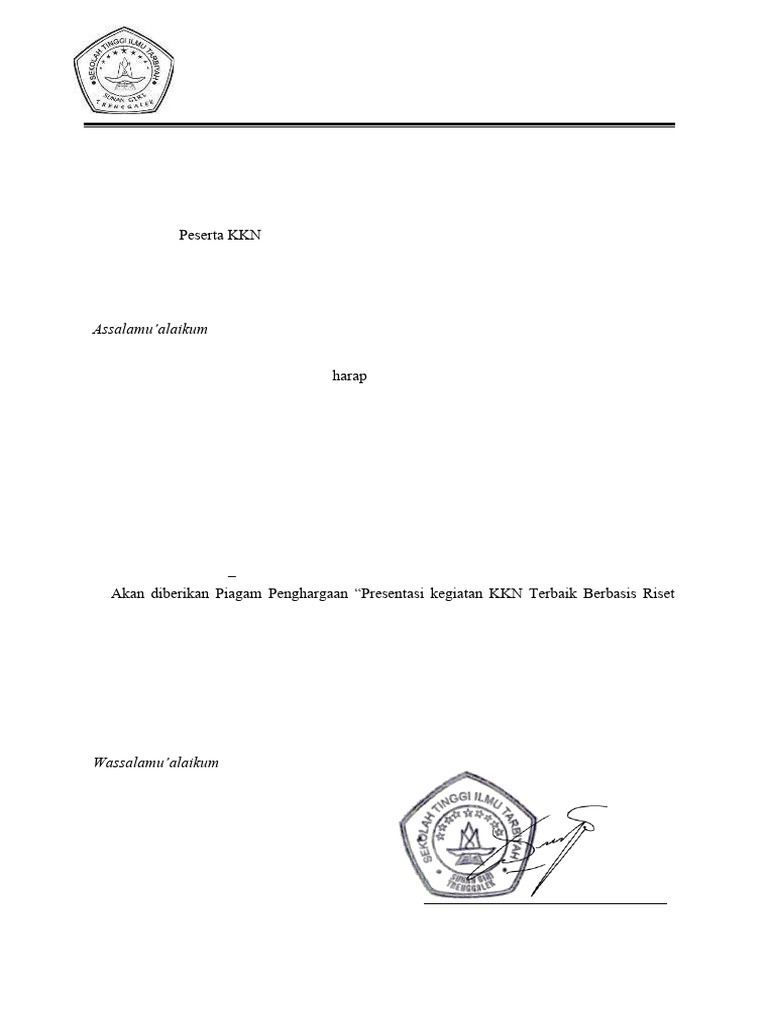 Surat Undangan Peserta KKN_Presentasi KKN | PDF