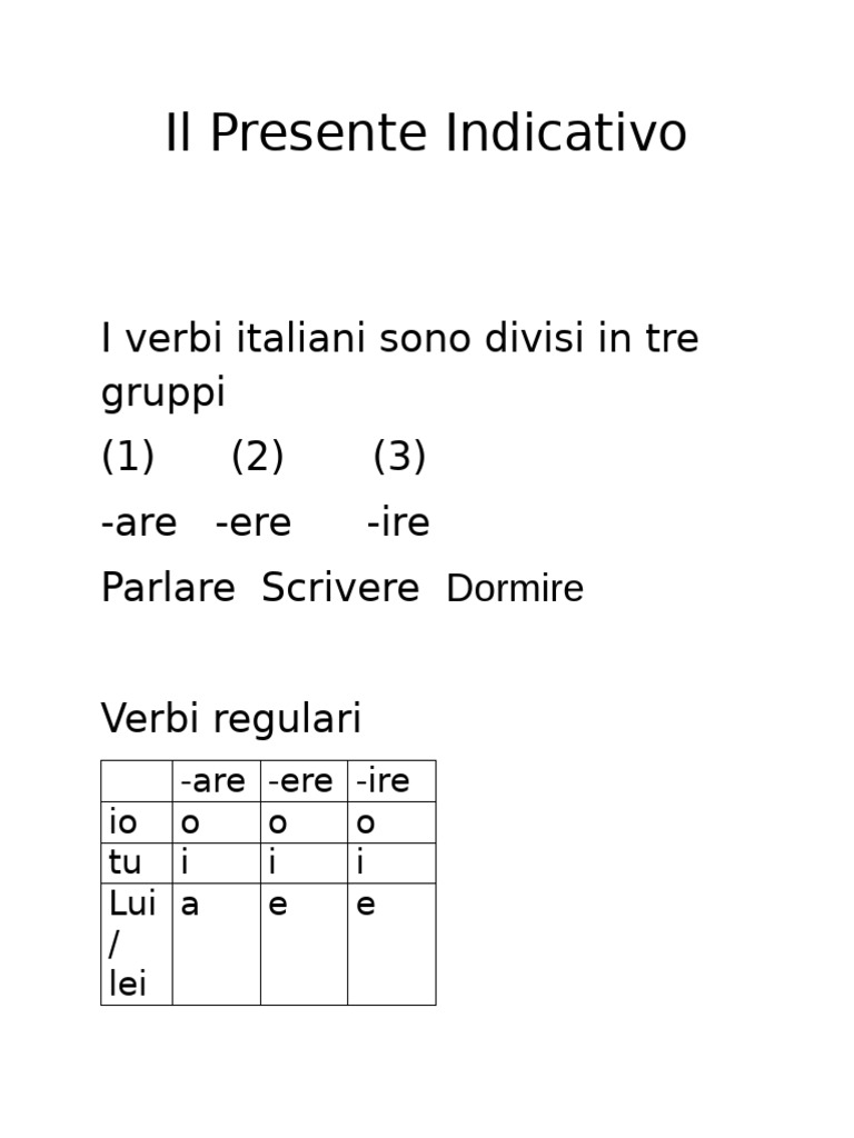 Il Presente Indicativo | PDF