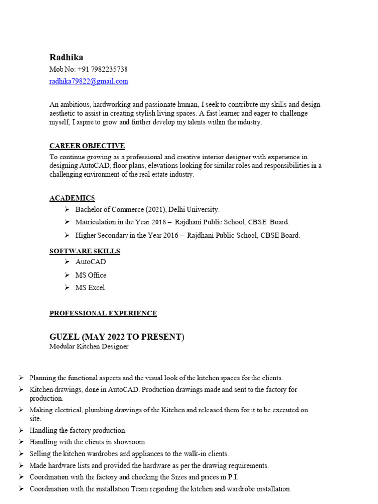 Radhika Resume | PDF