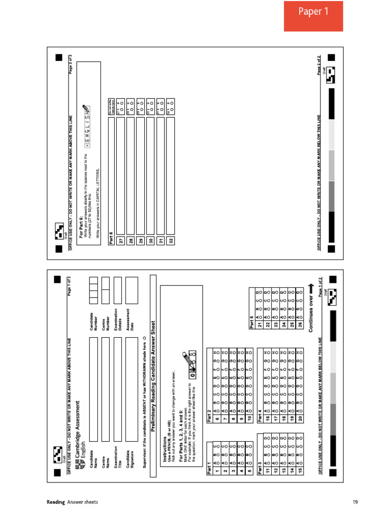 READING Answer Sheet | PDF