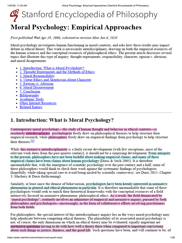 Moral Psychology_ Empirical Approaches (Stanford Encyclopedia of ...