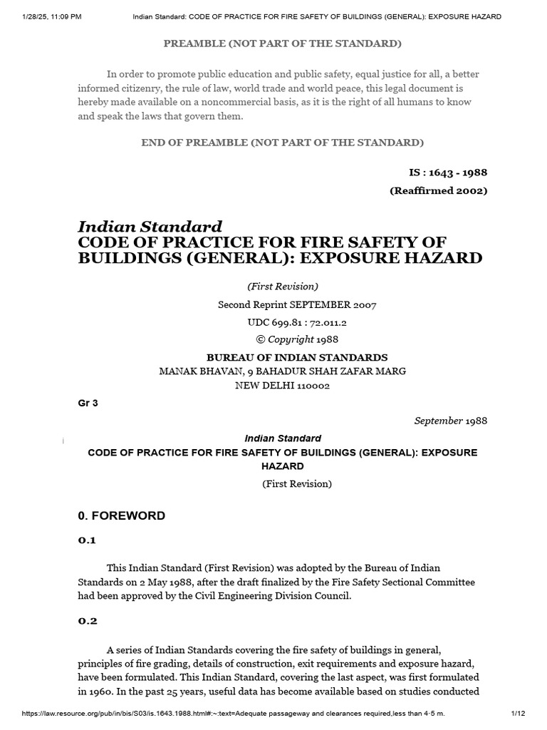 Indian Standard - Code of Practice For Fire Safety of Buildings ...