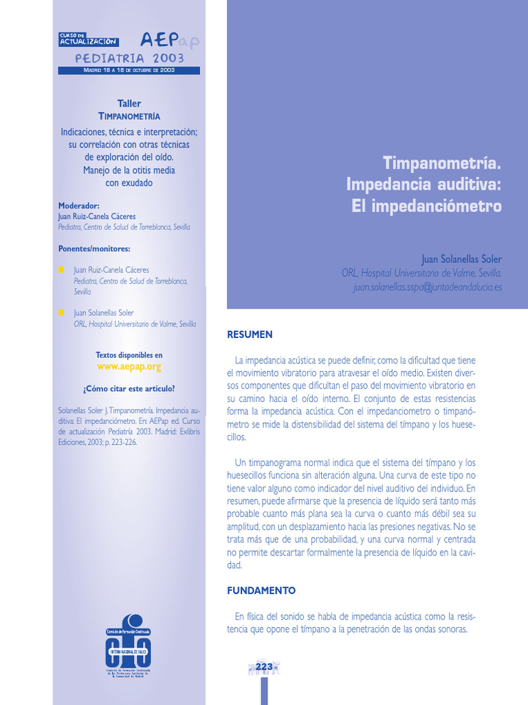 Timpanometria | PDF | Oído | Acústica