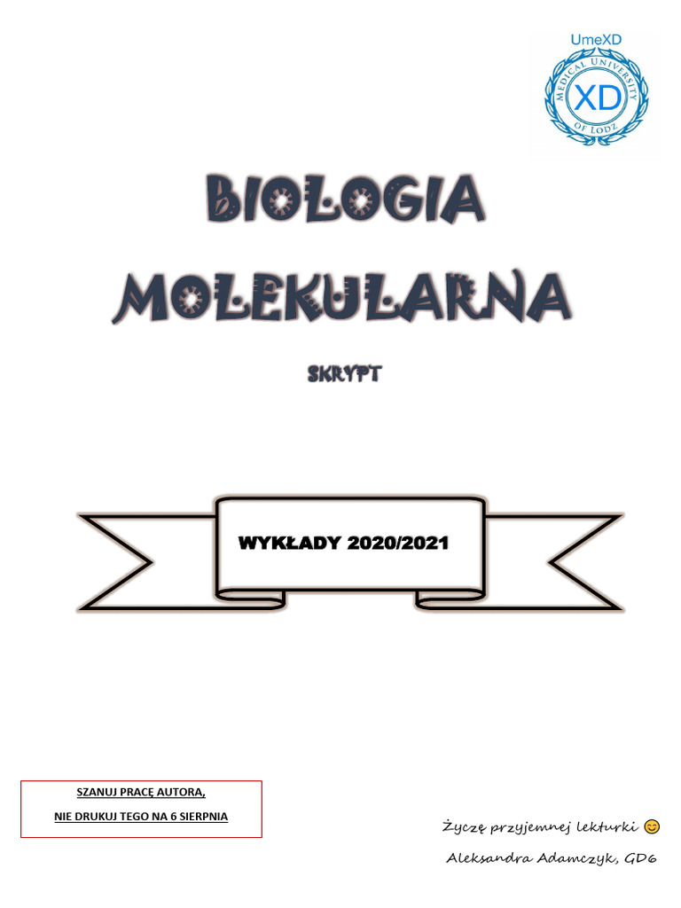 2 WYKŁADY BIOLOGIA MOLEKULARNA | PDF