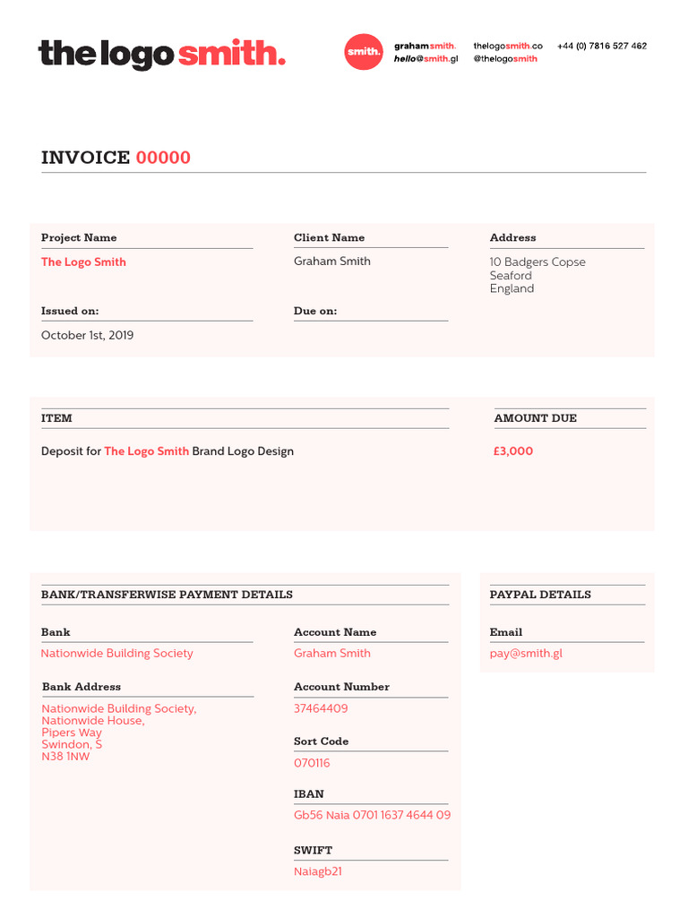 The Logo Smith Invoice Template 0000 | PDF