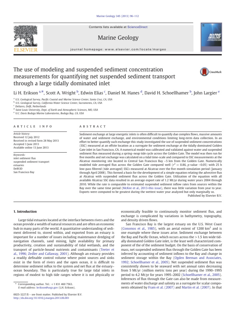 Sediment Transport Modeling at Golden Gate | PDF | Estuary | River Delta