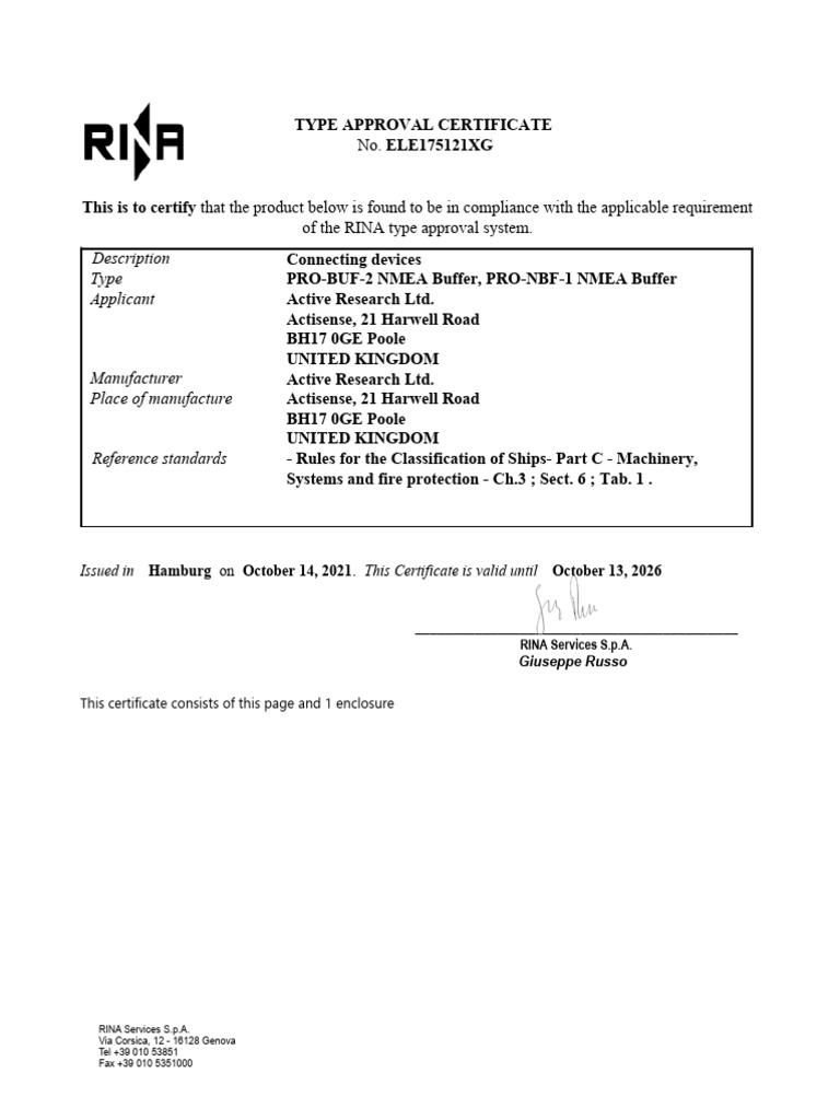 Type Approval for PRO-NBF-1 Buffer | PDF | Power Supply ...