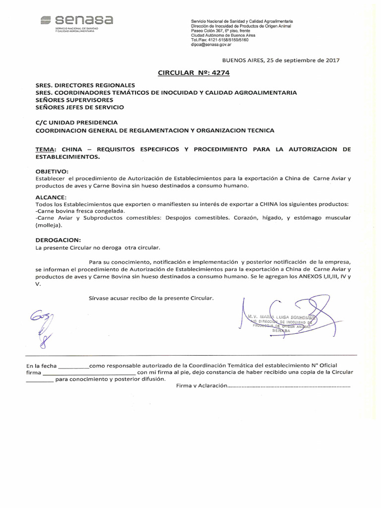 Circular 4274 China | PDF