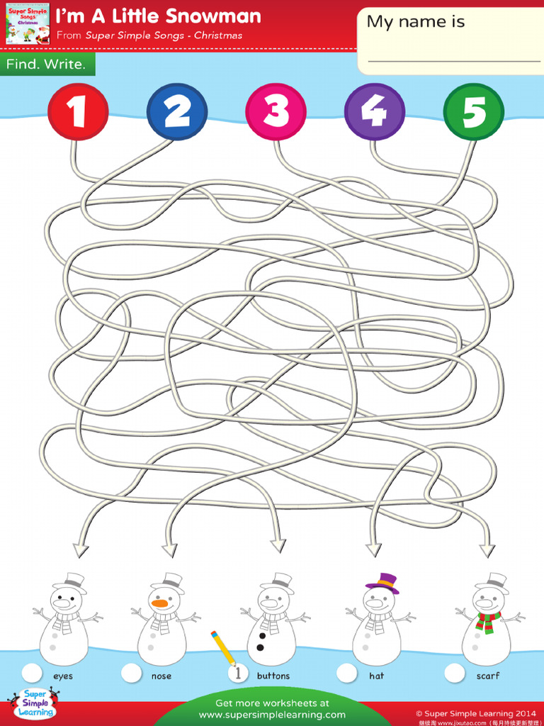 Im A Little Snowman Worksheet Follow The Lines | PDF