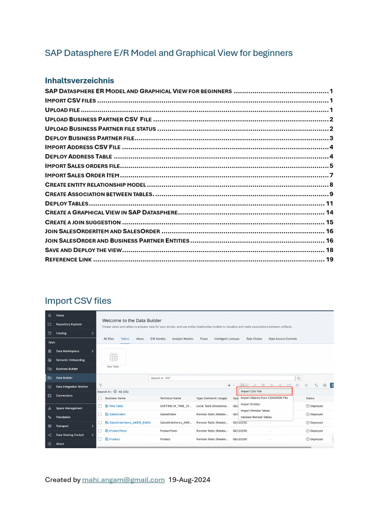 SAP Datasphere E R Model and Graphical View for Beginners 1724079560 | PDF | Software Design ...