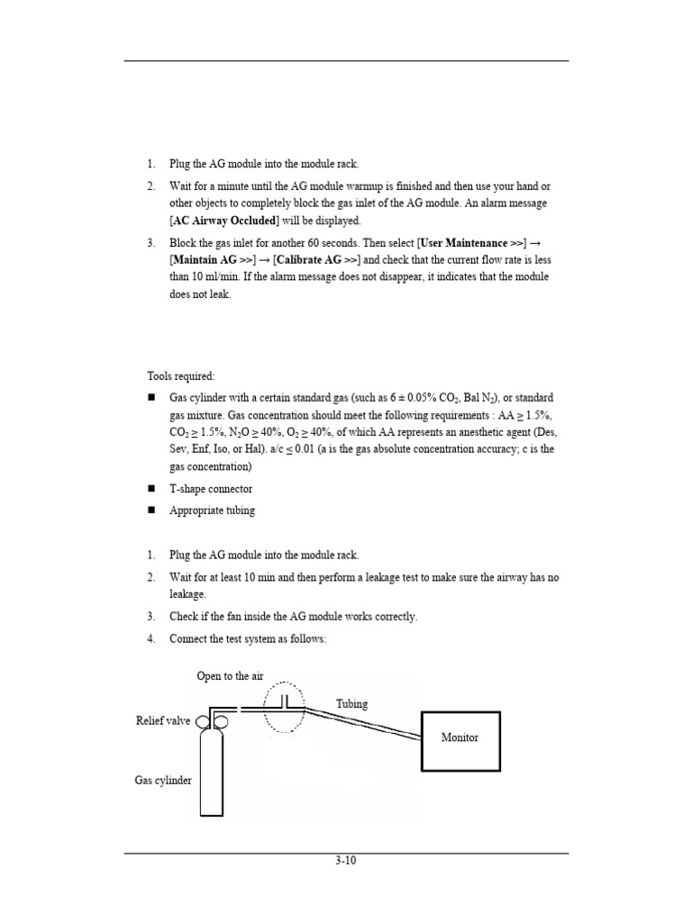 Mindray AG-Module Checkoutprocedure Calibration | PDF | Valve | Flow ...