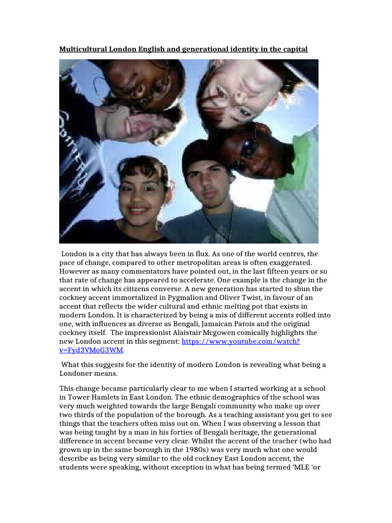 Multicultural London English and Generational Identity in The Capital ...