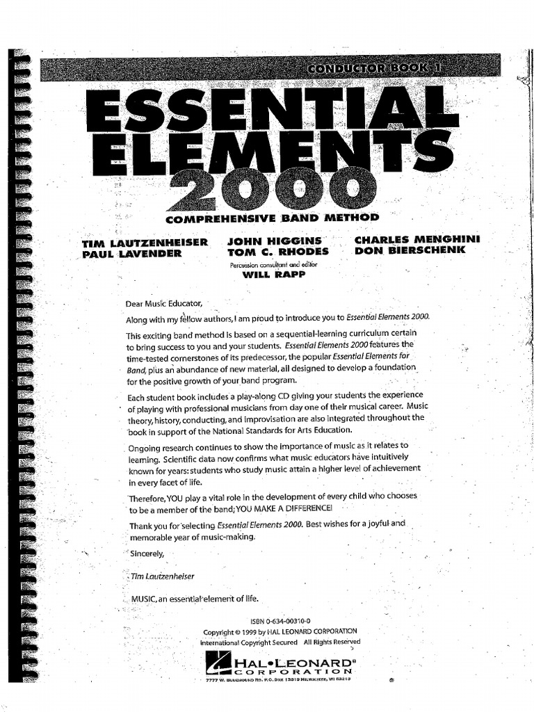 Essential Elements Part 1 | PDF