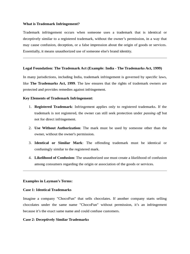 Trademark Infringement | PDF | License | Trademark