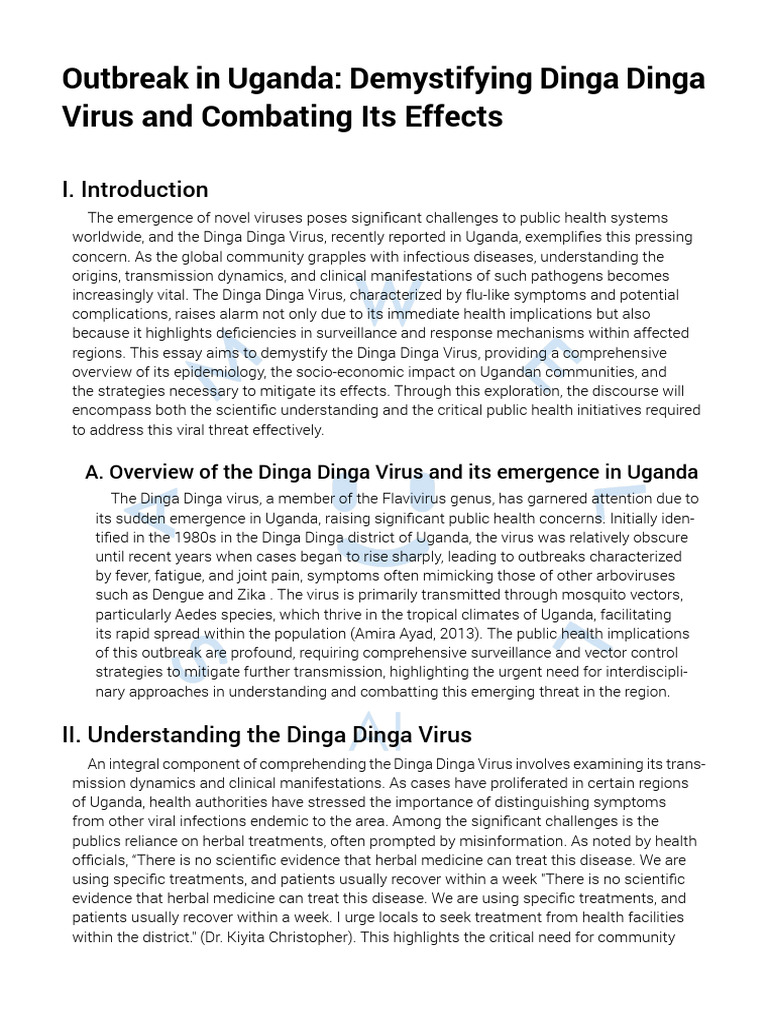 Outbreak in Uganda Demystifying Dinga Dinga Virus and Combating Its Effects | PDF | Public ...