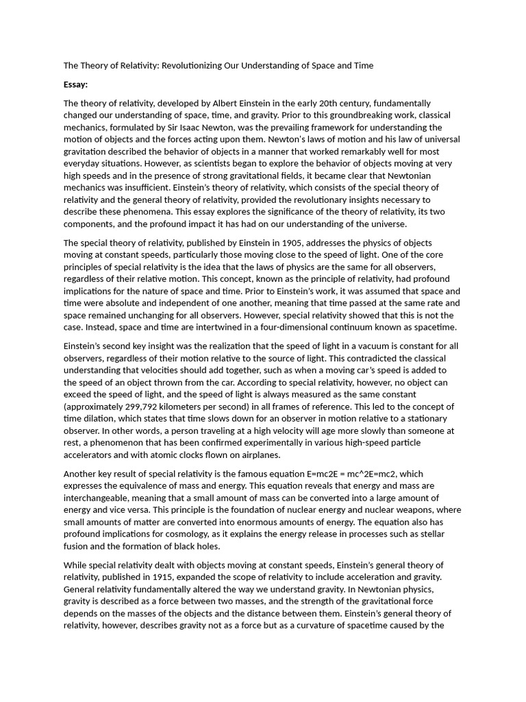 The Theory of Relativity | PDF | General Relativity | Gravity