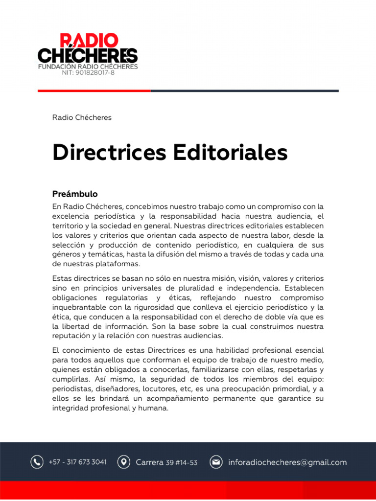 Directrices Editoriales Radio Chécheres | PDF | Derecho laboral | Anonimato