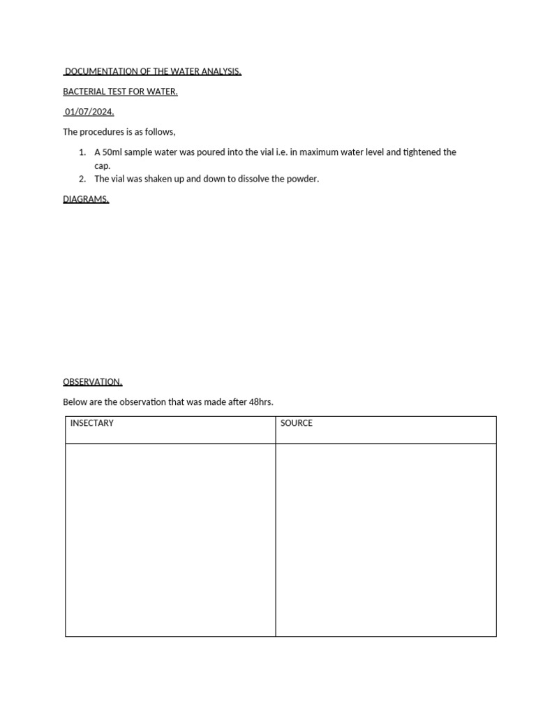 Water Bacterial Test Procedures | PDF