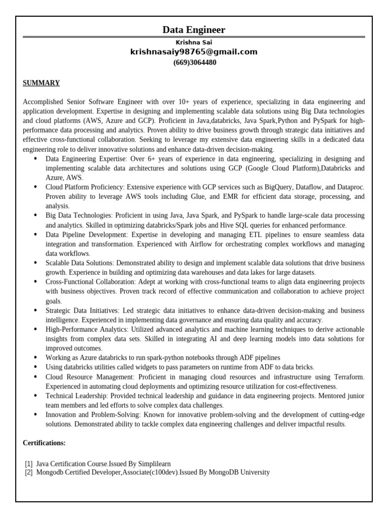 Krishna data_engineer | PDF | Apache Spark | Computing