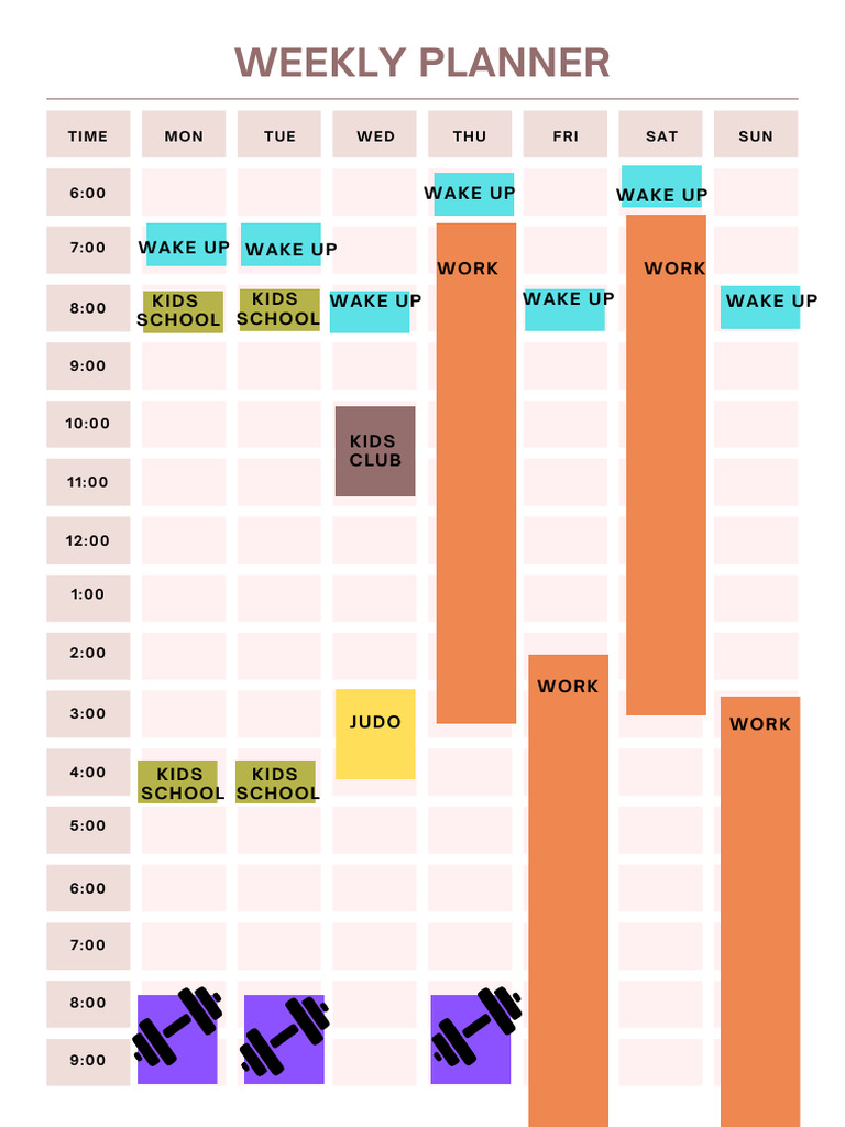 Weekly Gym and Routine Planner | PDF